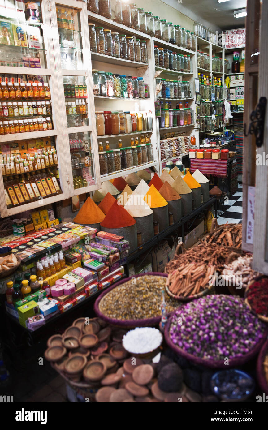 Morocco, Marrakech Medina, market, souq or souk. Selling paint and ...