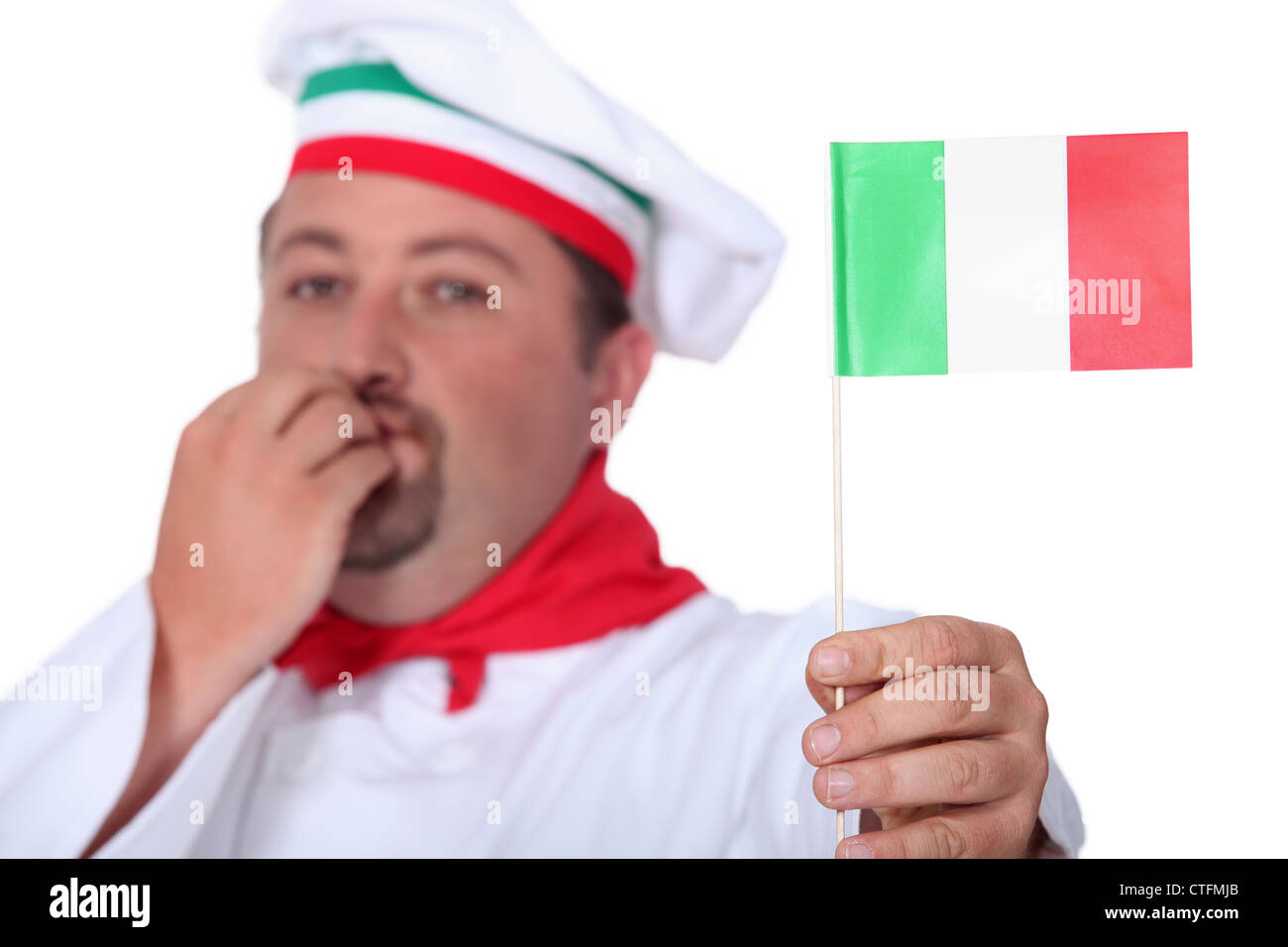 Chef holding Italian flag Stock Photo - Alamy
