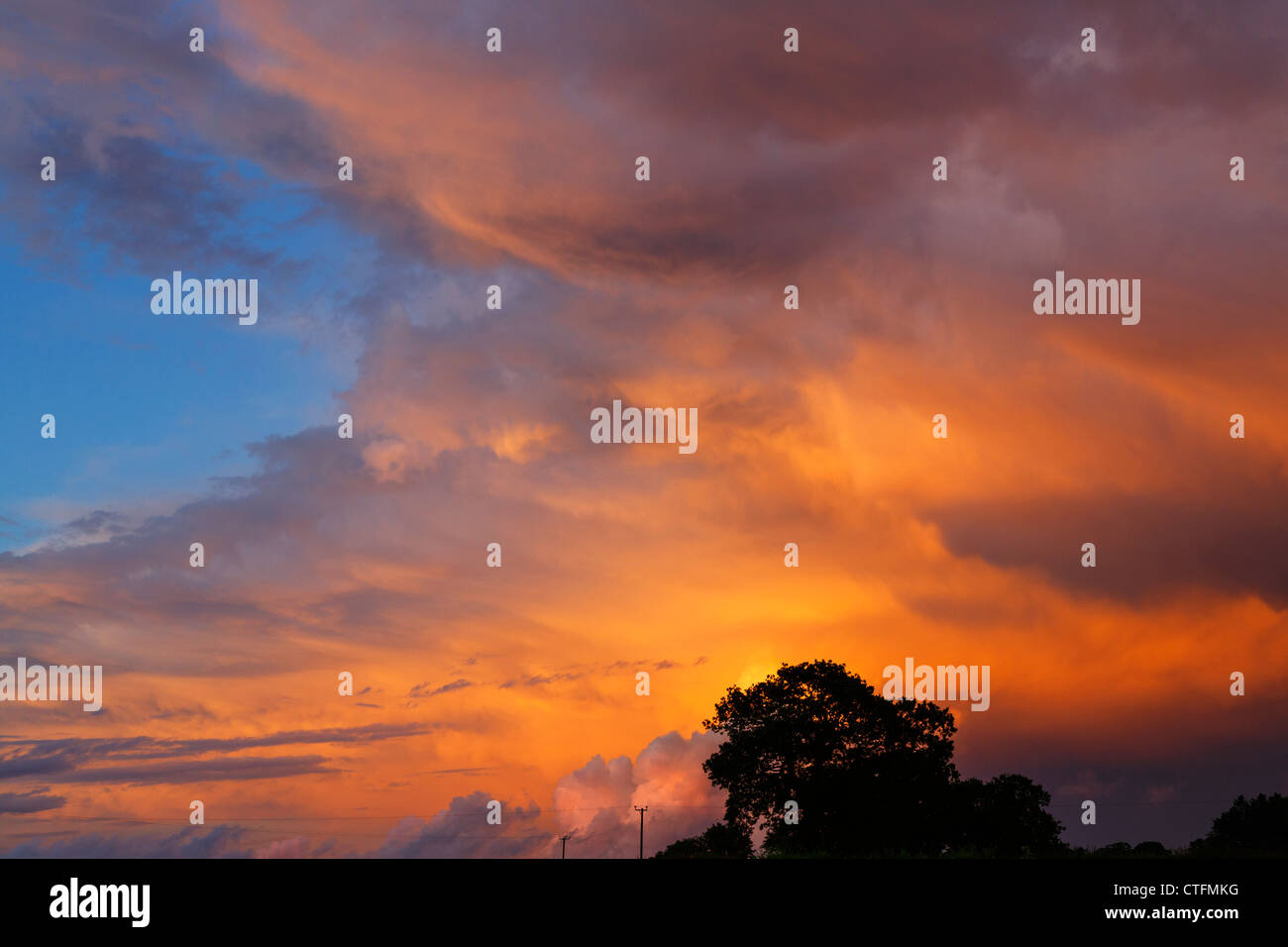 Unusual sunset illuminating clouds from the front rather than from the ...