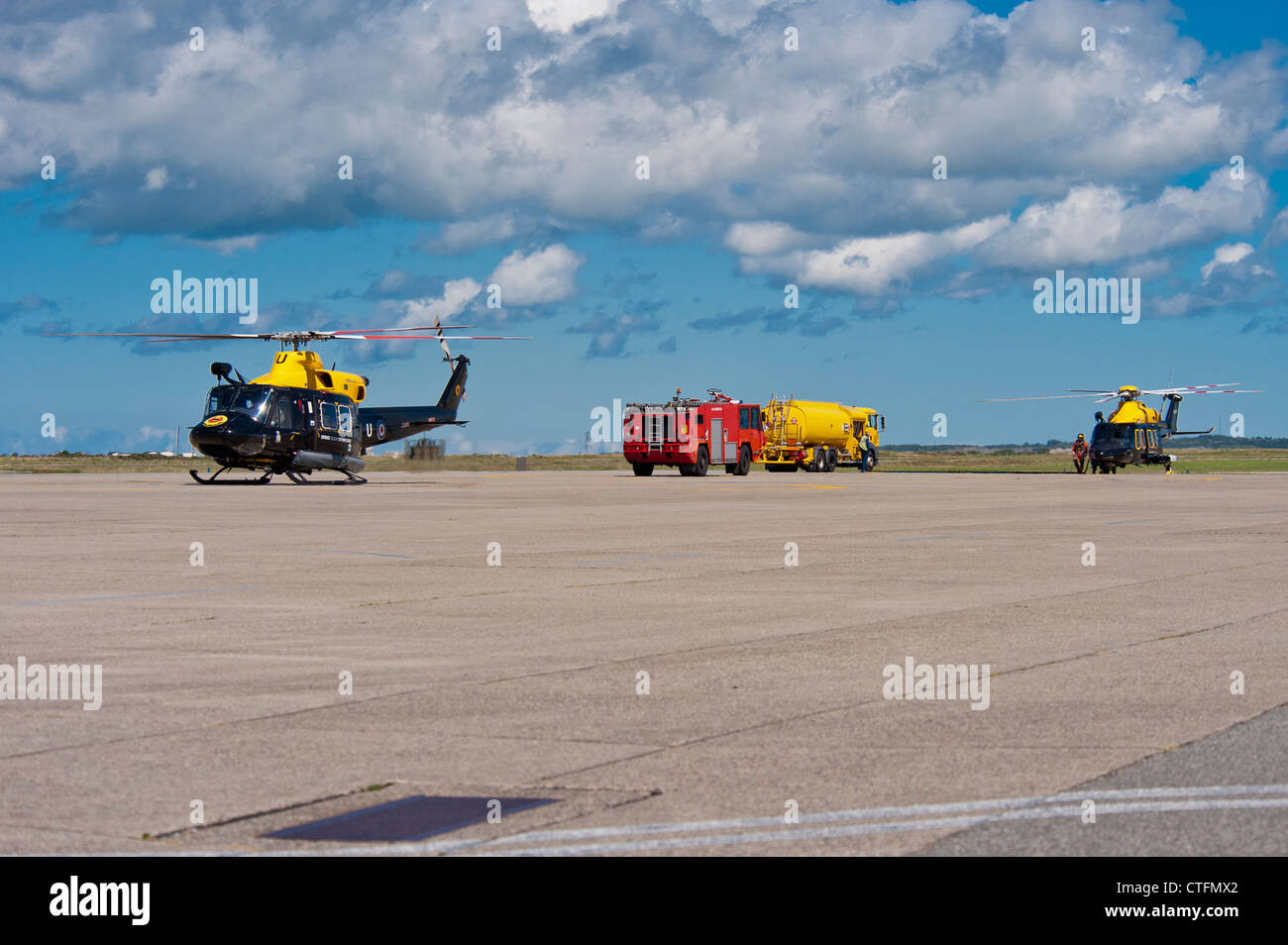 Helicopters refueling at RAF Valley Anglesey North Wales Uk. griffin ...