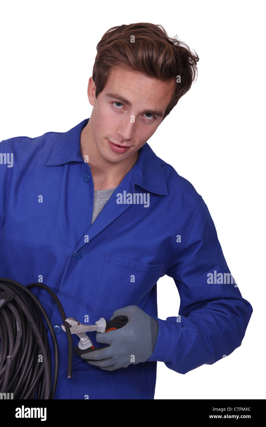craftsman cutting cable Stock Photo - Alamy