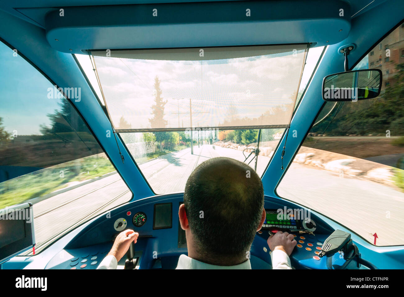Israel. The cockpit of the Jerusalem light rail, made by Veolia ...