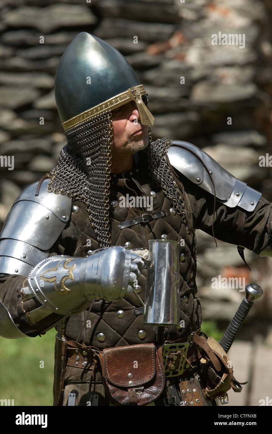 Bezdez castle, Czech republic, armored knights fighting on show Stock ...