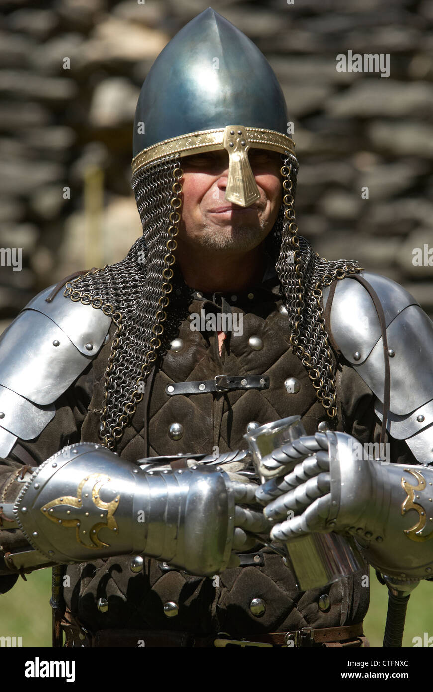 Bezdez castle, Czech republic, armored knights fighting on show Stock ...