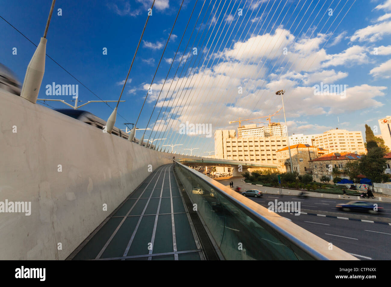 Jerusalem, Israel. View from the chords bridge at the city entrance. A ...