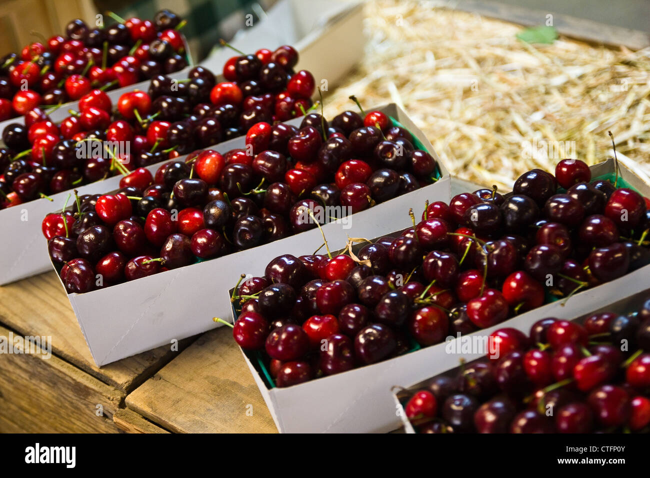 Boxes of cherries Stock Photo - Alamy