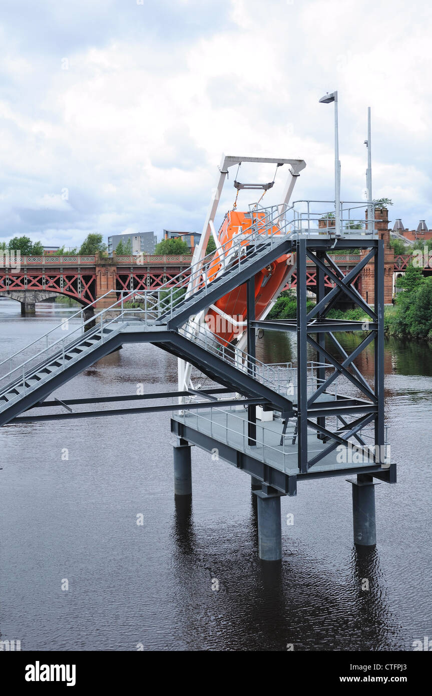 This mock ship and survival pod can be seen on the River Clyde at the ...