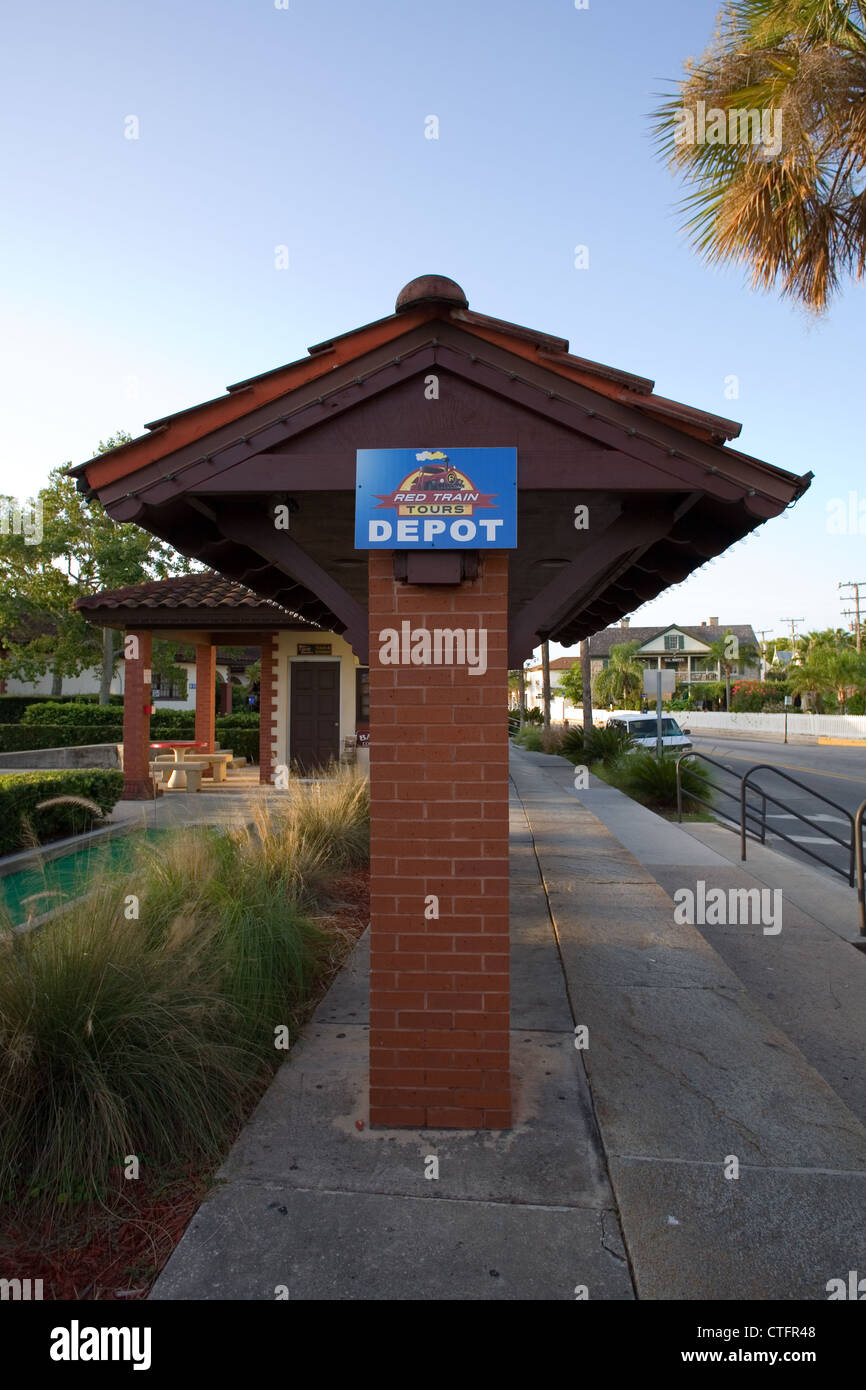 Red Train Tours Train Depot in downtown St. Augustine Florida Stock ...