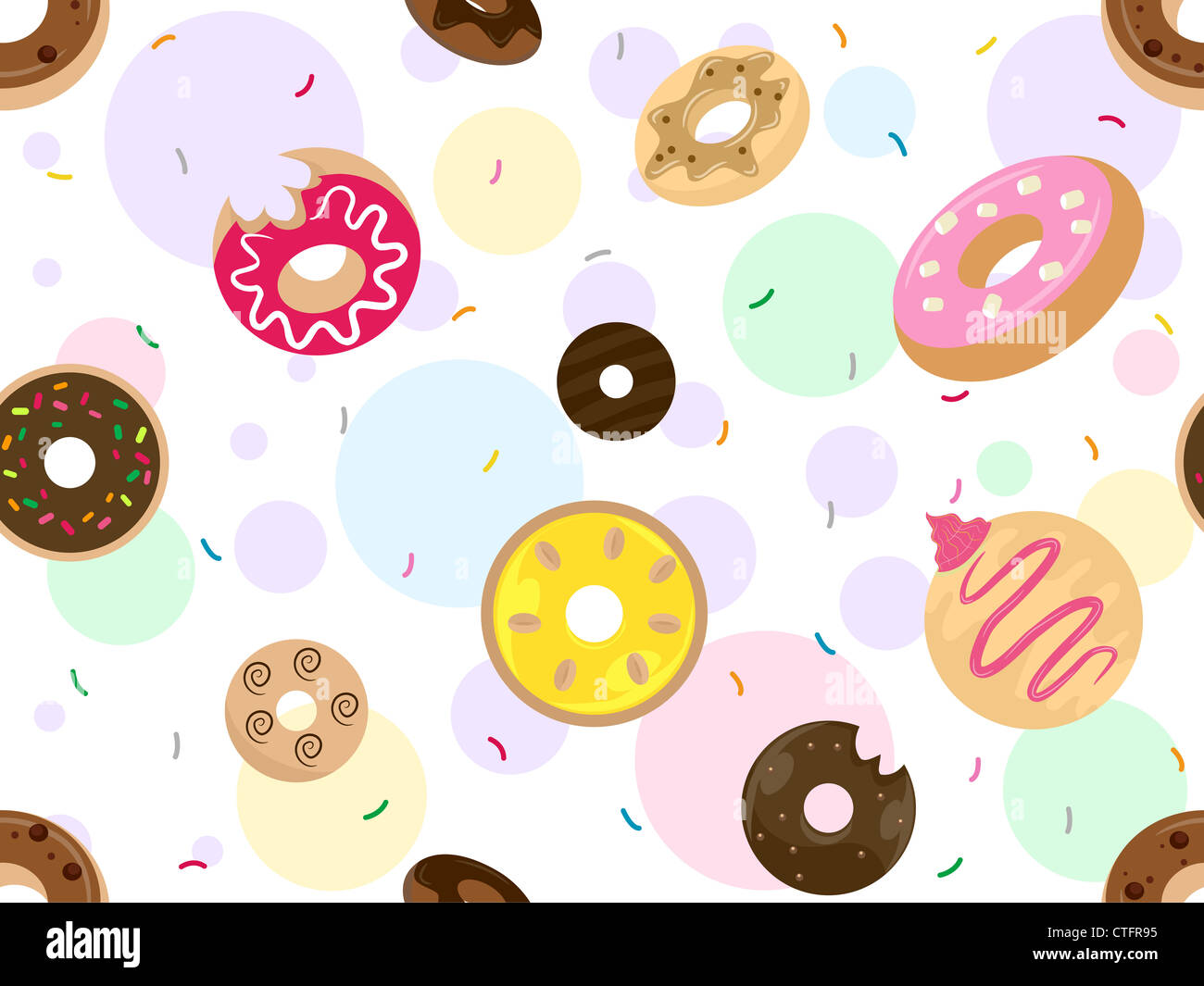 Seamless Background Illustration Featuring Doughnuts Stock Photo - Alamy