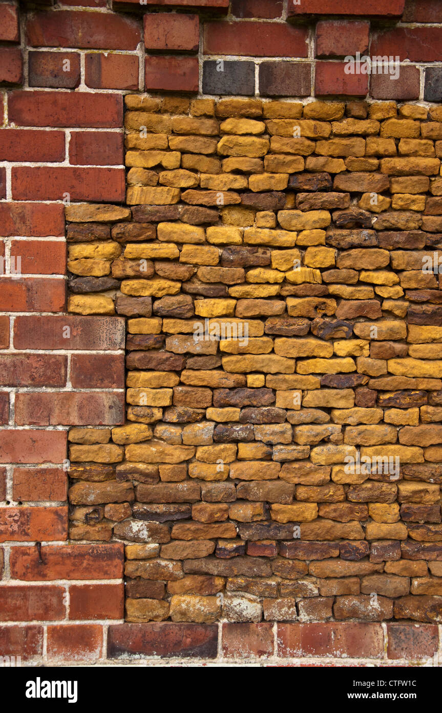 Carrstone brickwork also known as Silsoe stone Stock Photo - Alamy