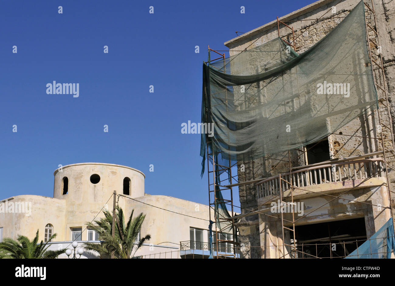 fascist architecture building under renovation and former hotel in the ...