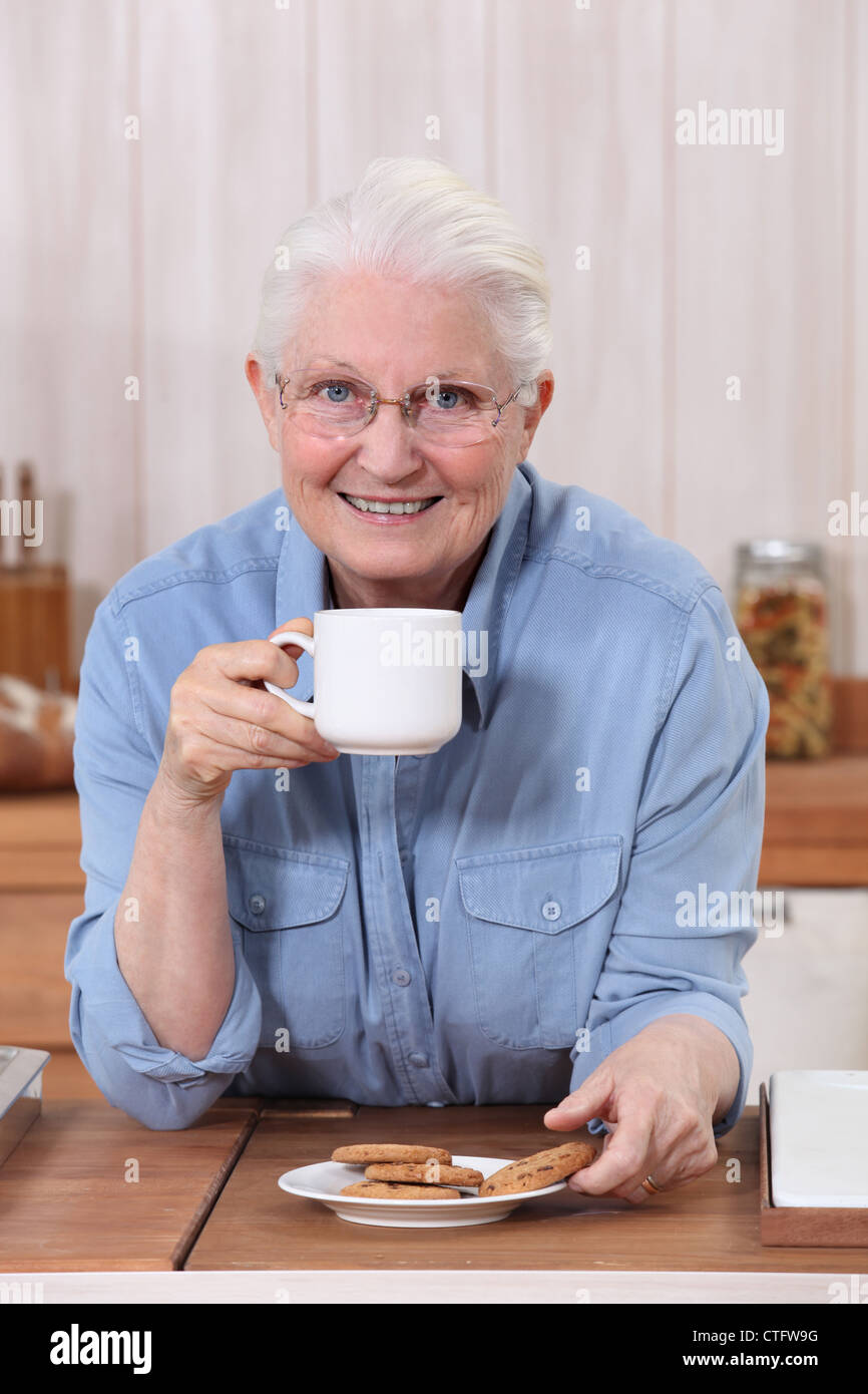 grandmother having coffee Stock Photo - Alamy