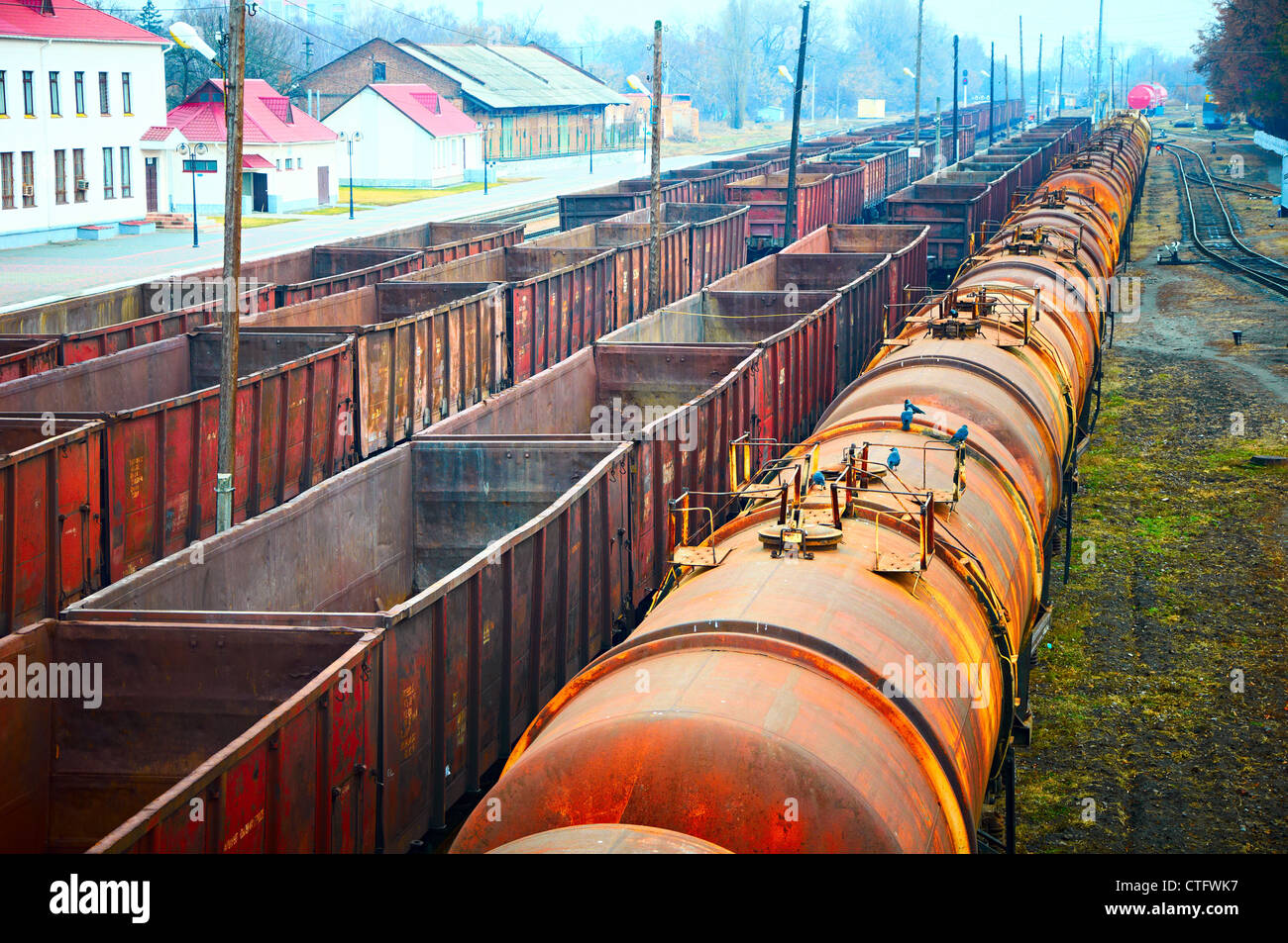 Empty railway containers for transportation covered with a rust Stock ...