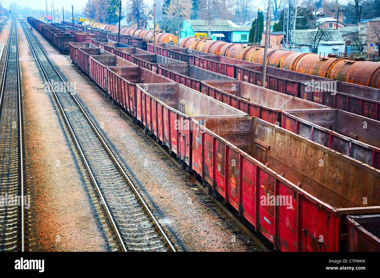 Empty railway containers for transportation covered with a rust Stock ...