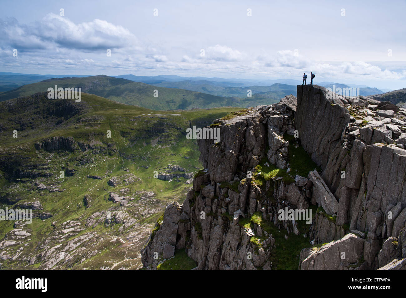 Climbers on the Summit, Tryfan, Snowdonia Stock Photo - Alamy