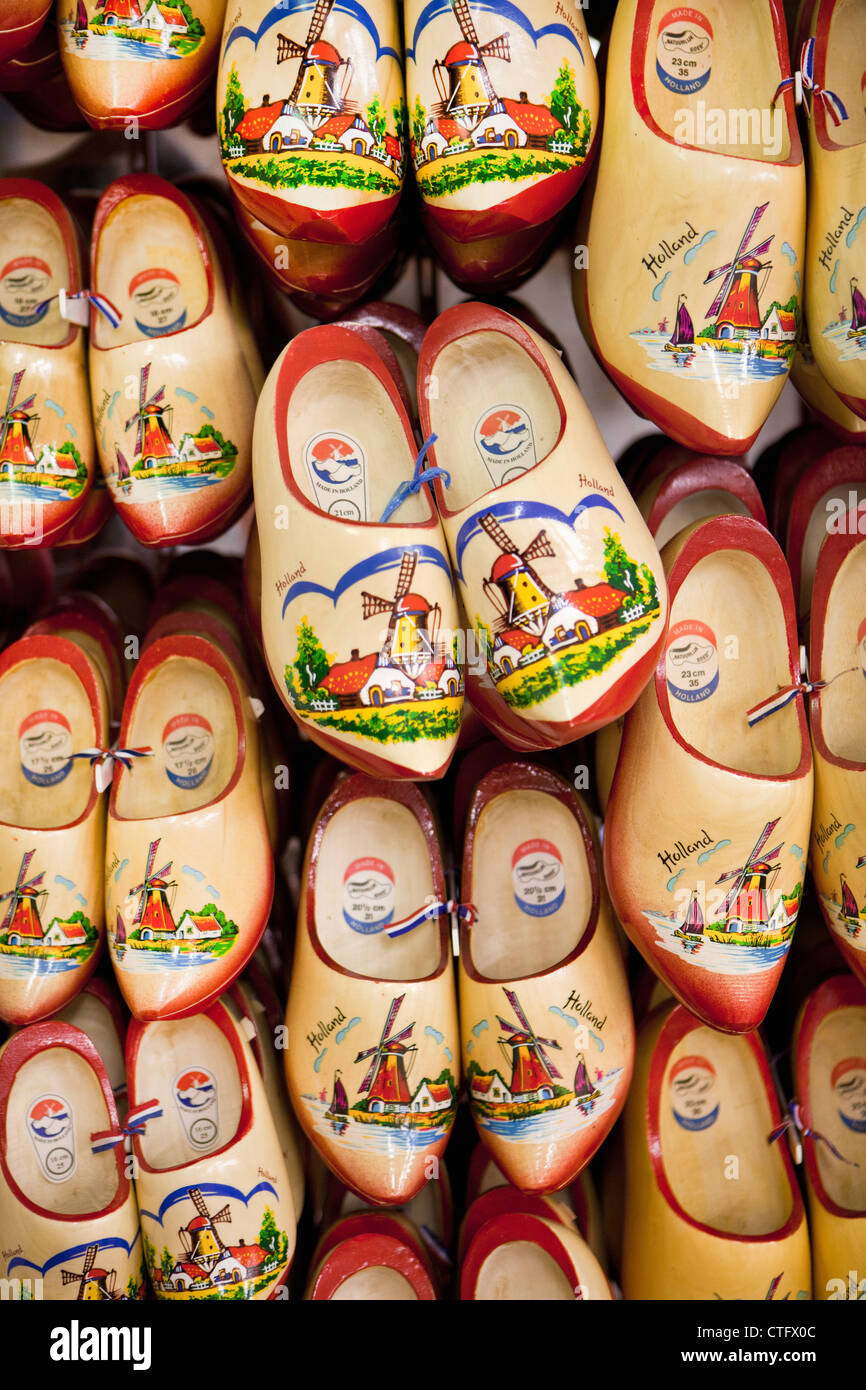 The Netherlands, Volendam, Souvenir shop. Painted wooden clogs Stock ...