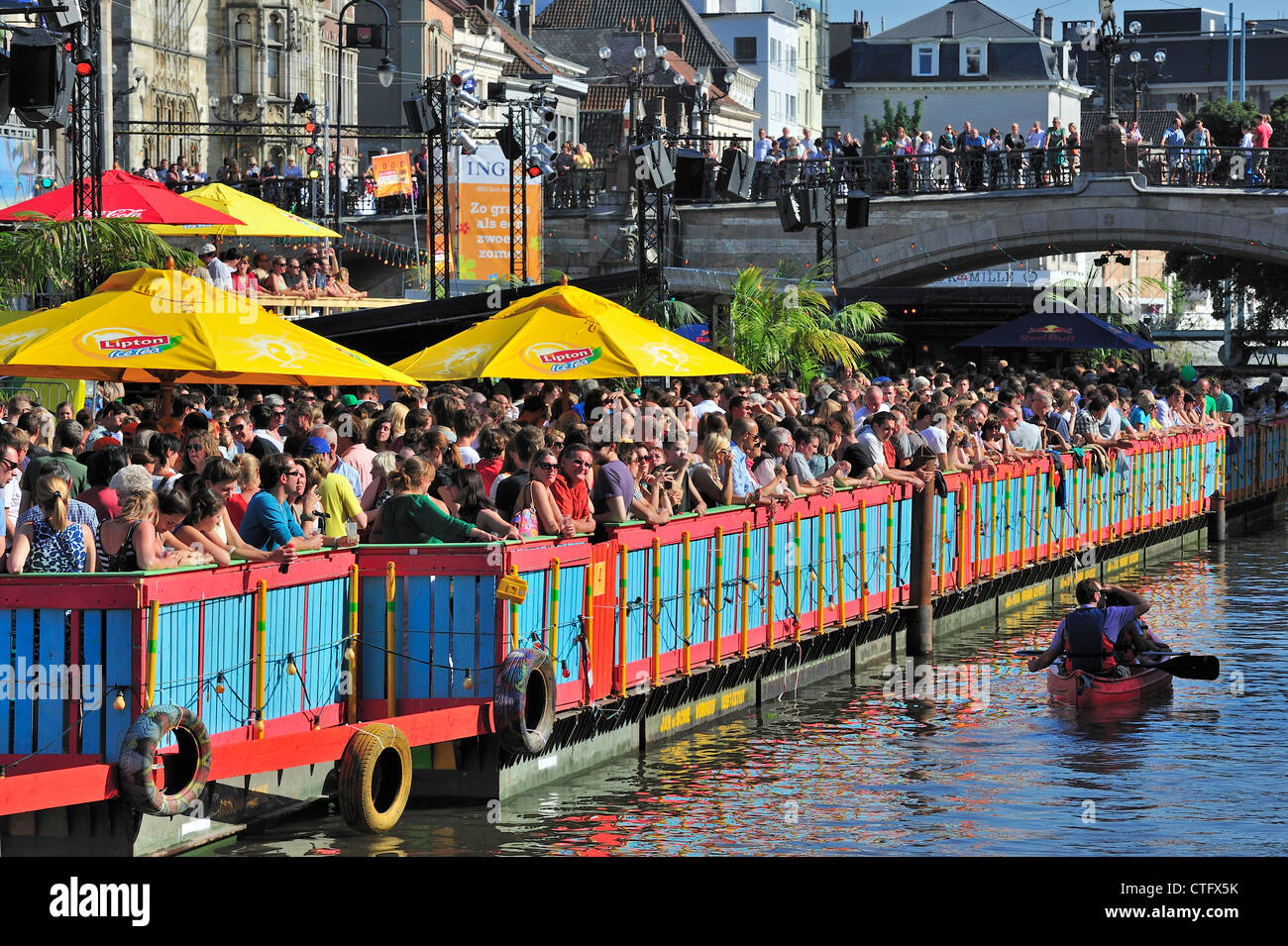 Spectators looking at animation at the Gentse Feesten / Ghent ...