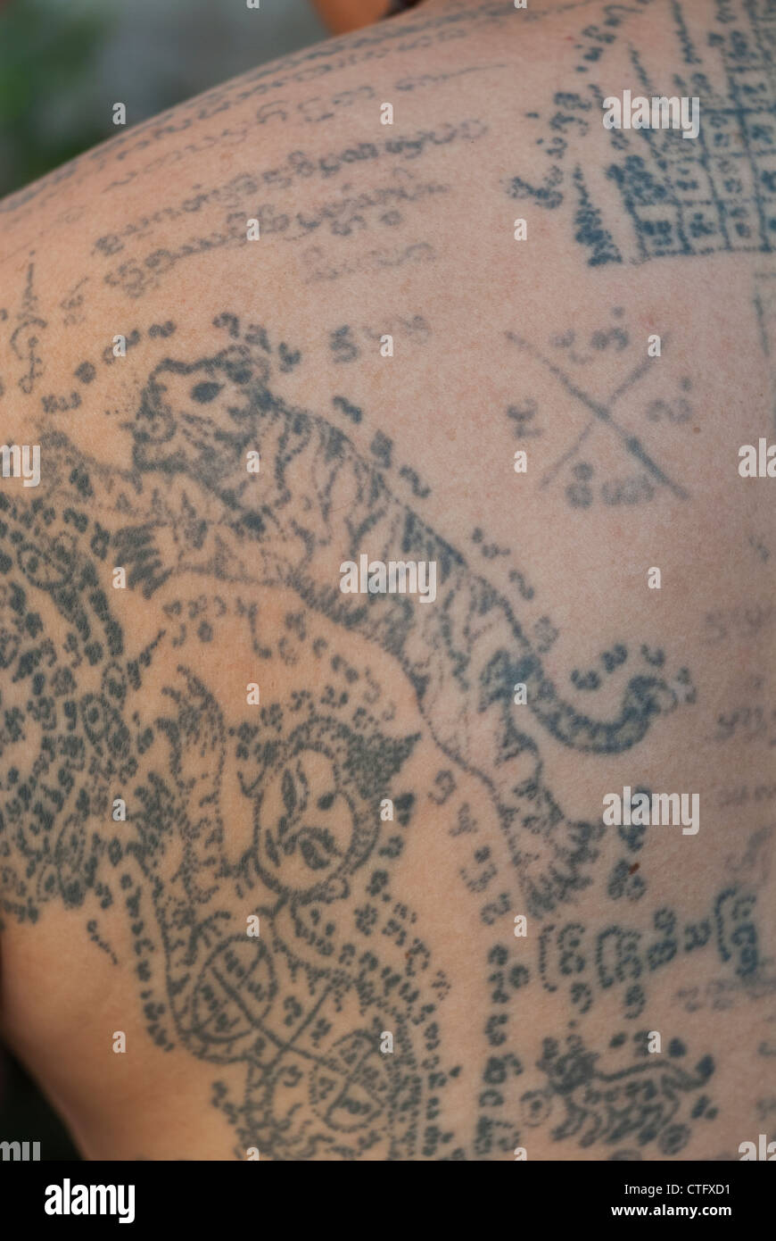 Sak Yan master, Ajahn Pornsit of Chiang Mai, Thailand. Sak Yan are the ...