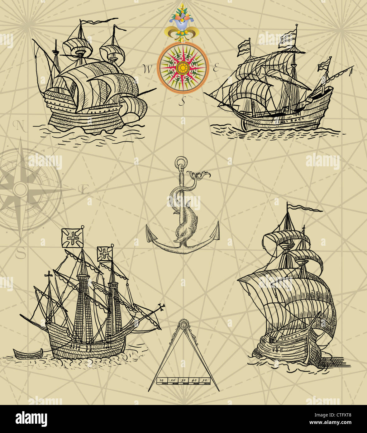 Gothic ship illustration hi-res stock photography and images - Alamy