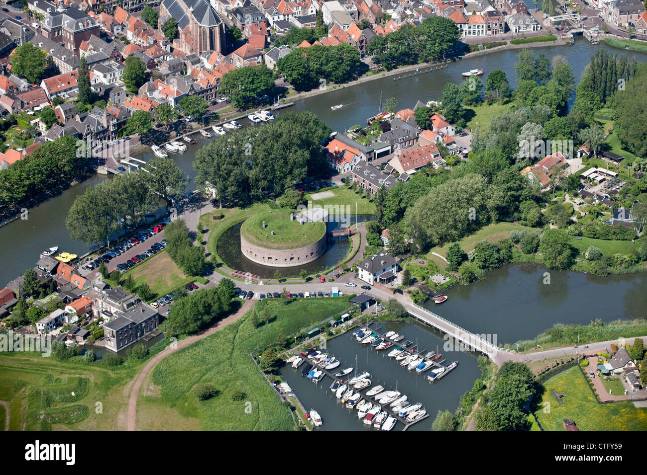 Aerial, Fort called Tower Fort at river Vecht. Defence Line of ...