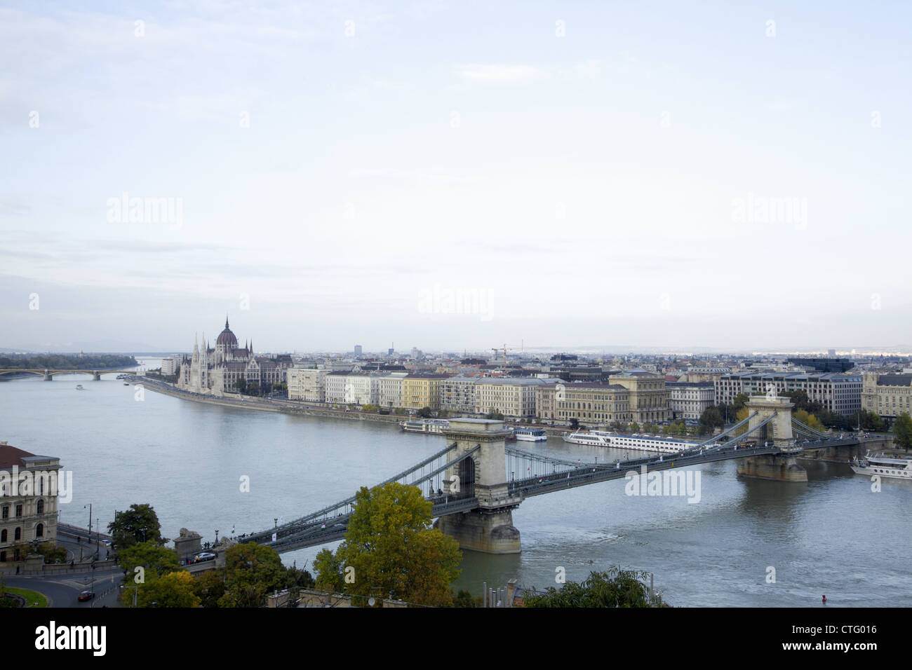 Chain Bridge and Pest side of Budapest in Hungary Stock Photo - Alamy