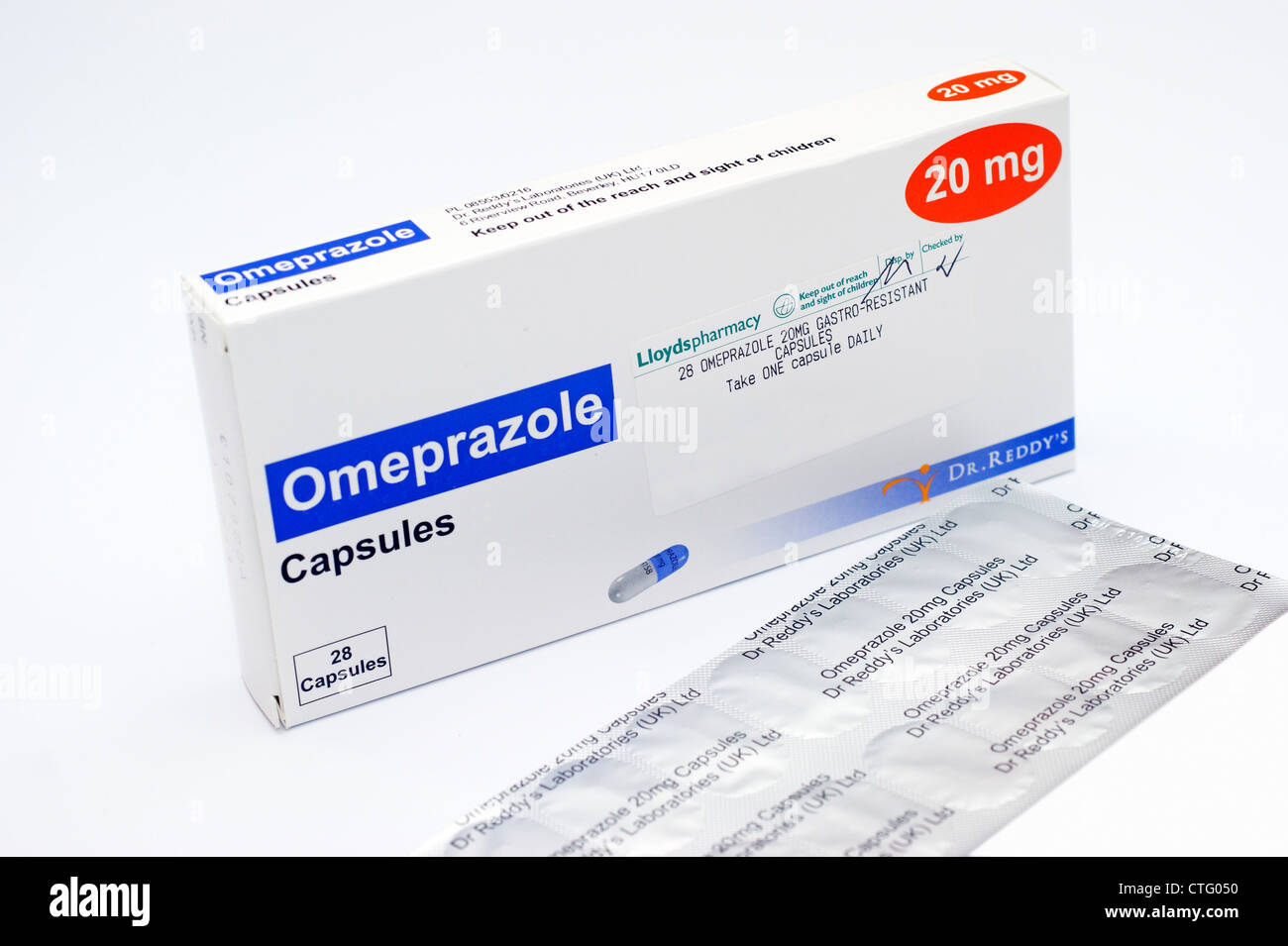 Capsules containing Omeprazole as gastro - resistant granules Stock ...