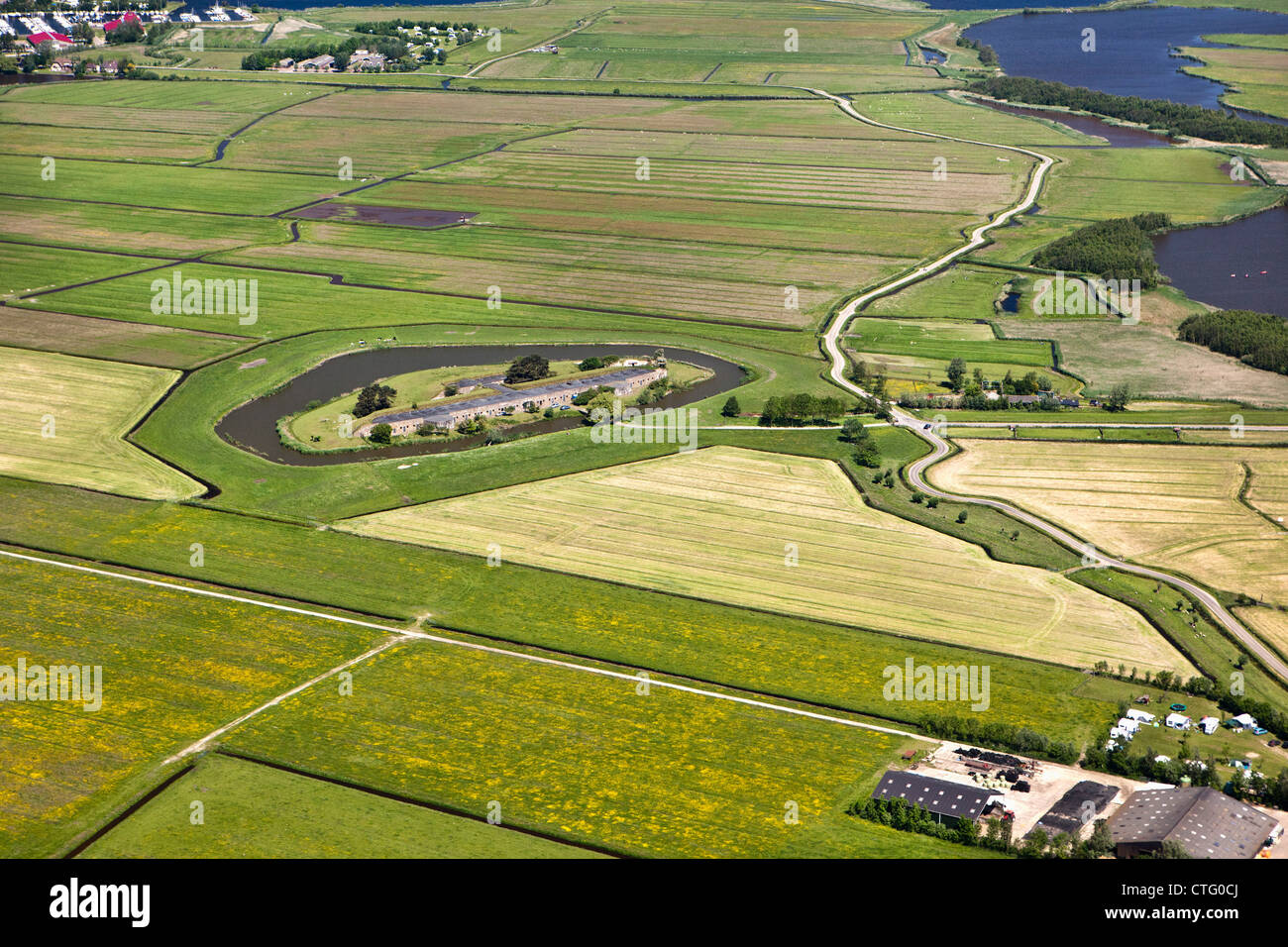 The Netherlands, Uitgeest, Aerial, Fort Krommeniedijk, Defense Line of ...