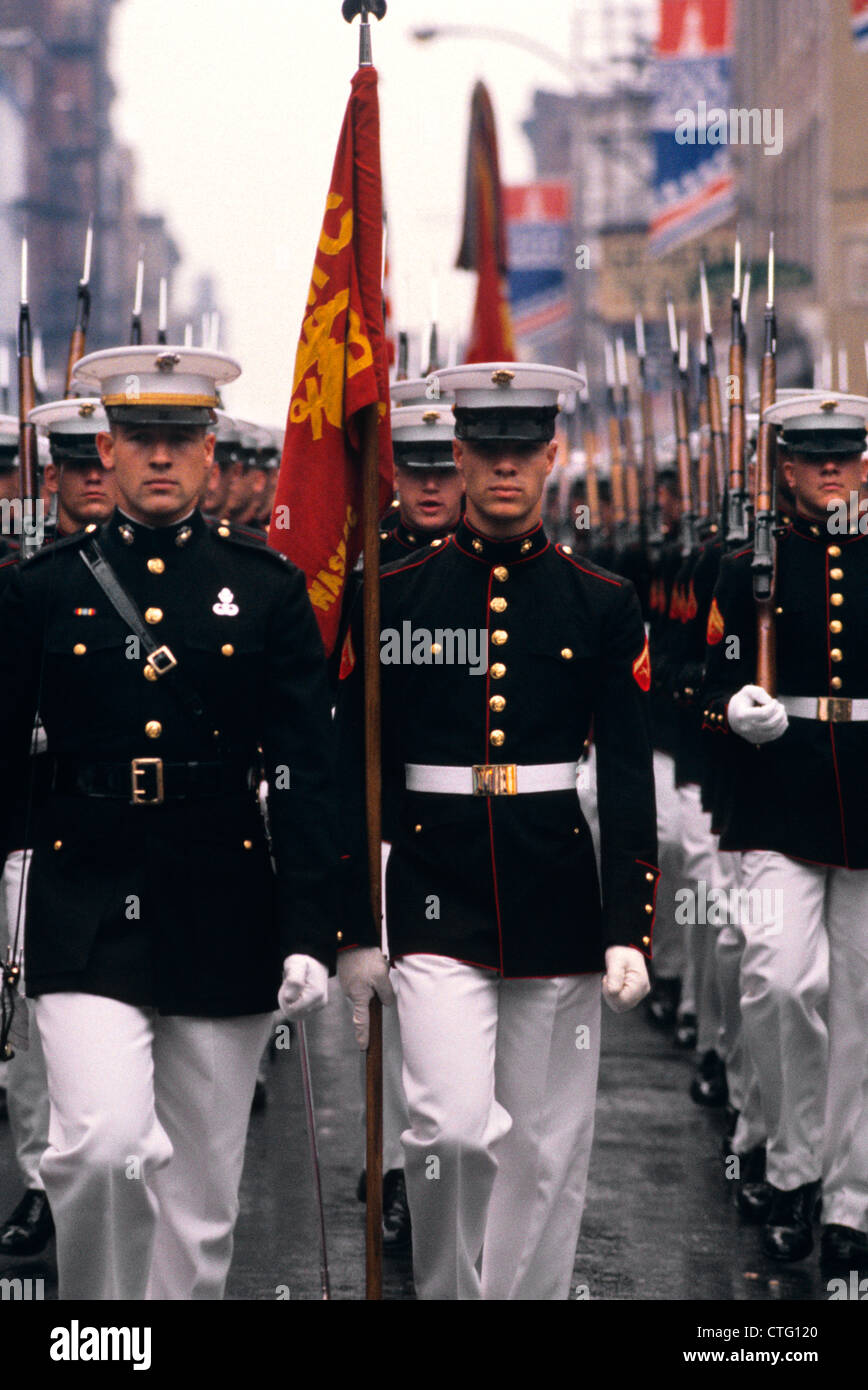 1970s BICENTENNIAL PARADE MARINE CORPS MARCHING WITH RIFLES Stock Photo ...