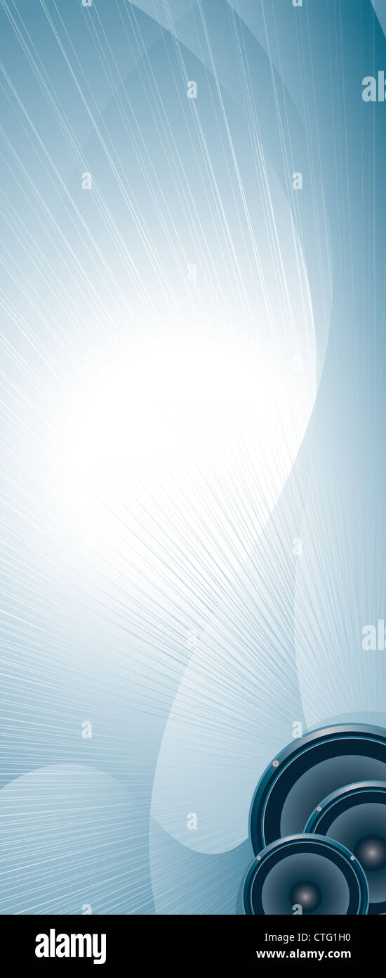 Music banner with sound speakers and ray light Stock Photo - Alamy