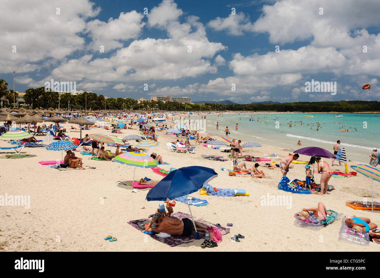 Crowded beach sillot mallorca majorca hi-res stock photography and ...