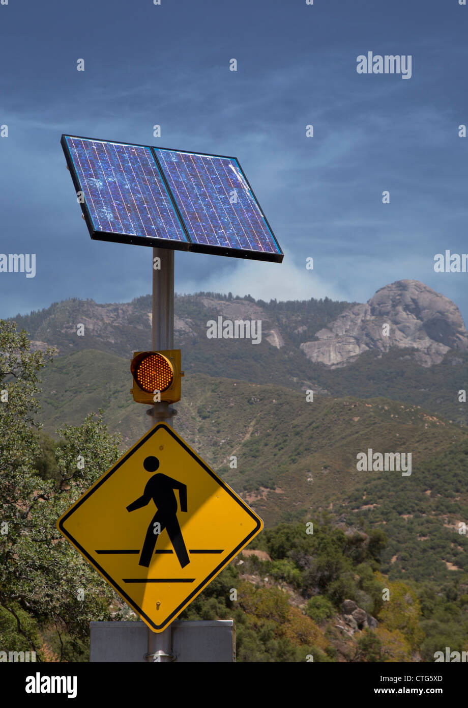 Sequoia National Park, California - A solar-powered caution sign for a ...