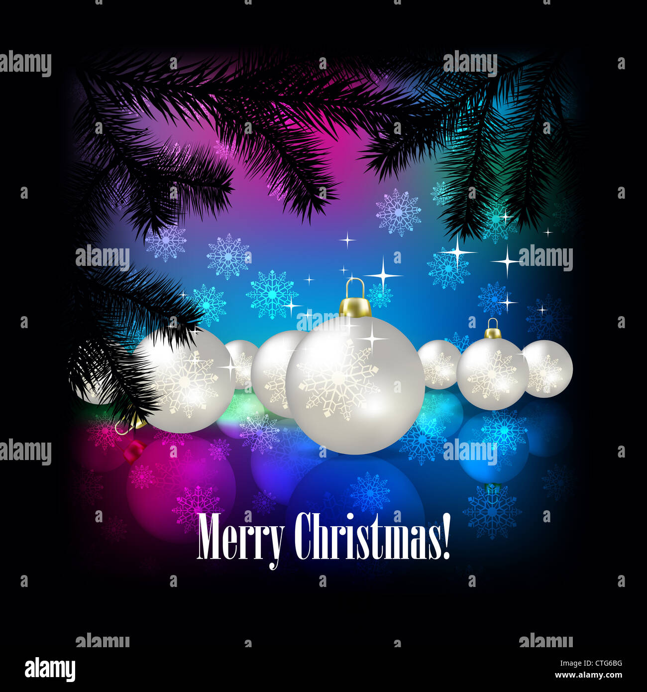 Christmas pearl decorations and snowflakes on black background Stock ...