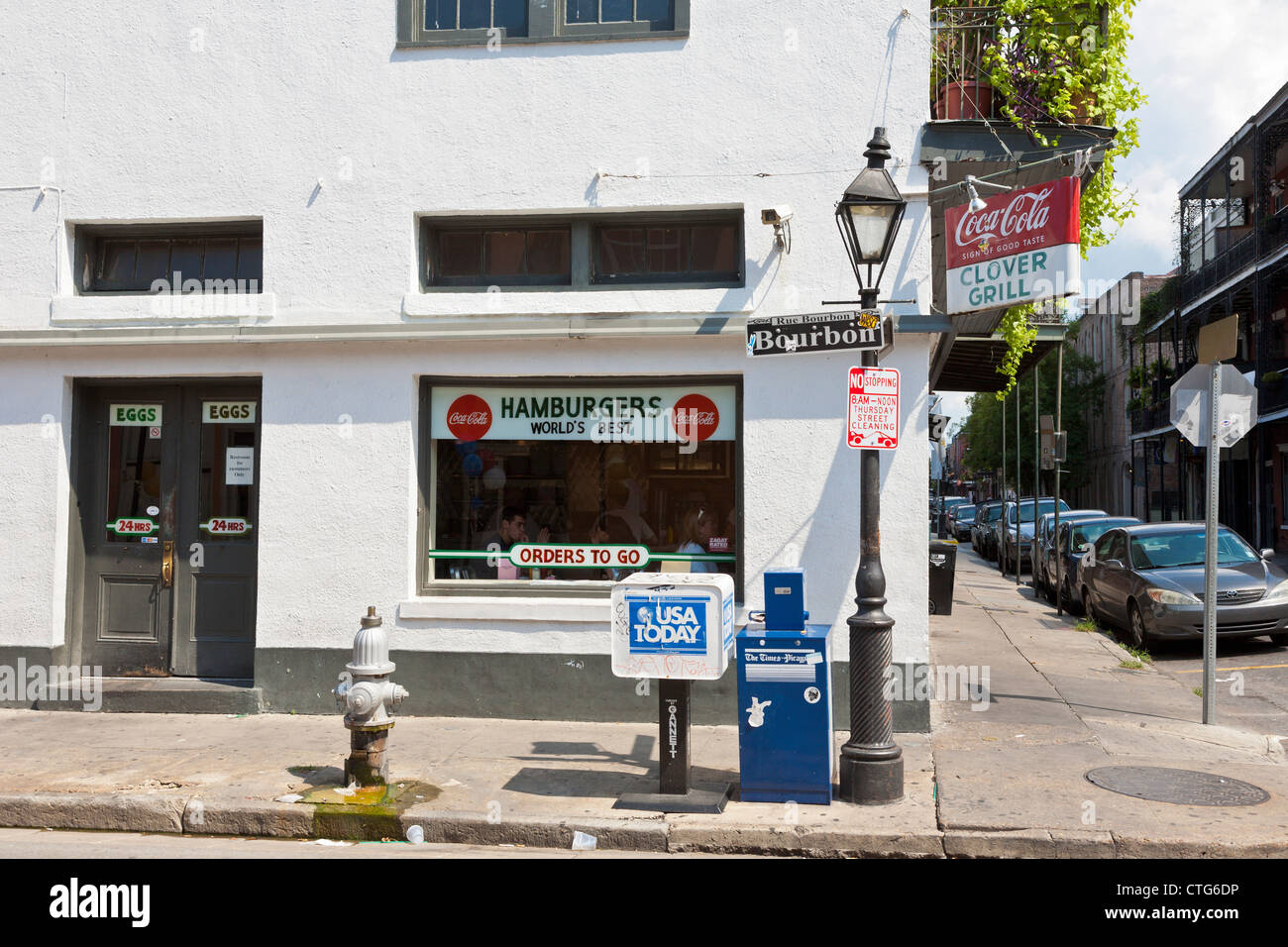 Clover Grill at the corner of Bourbon Street and Dumaine Street in the ...