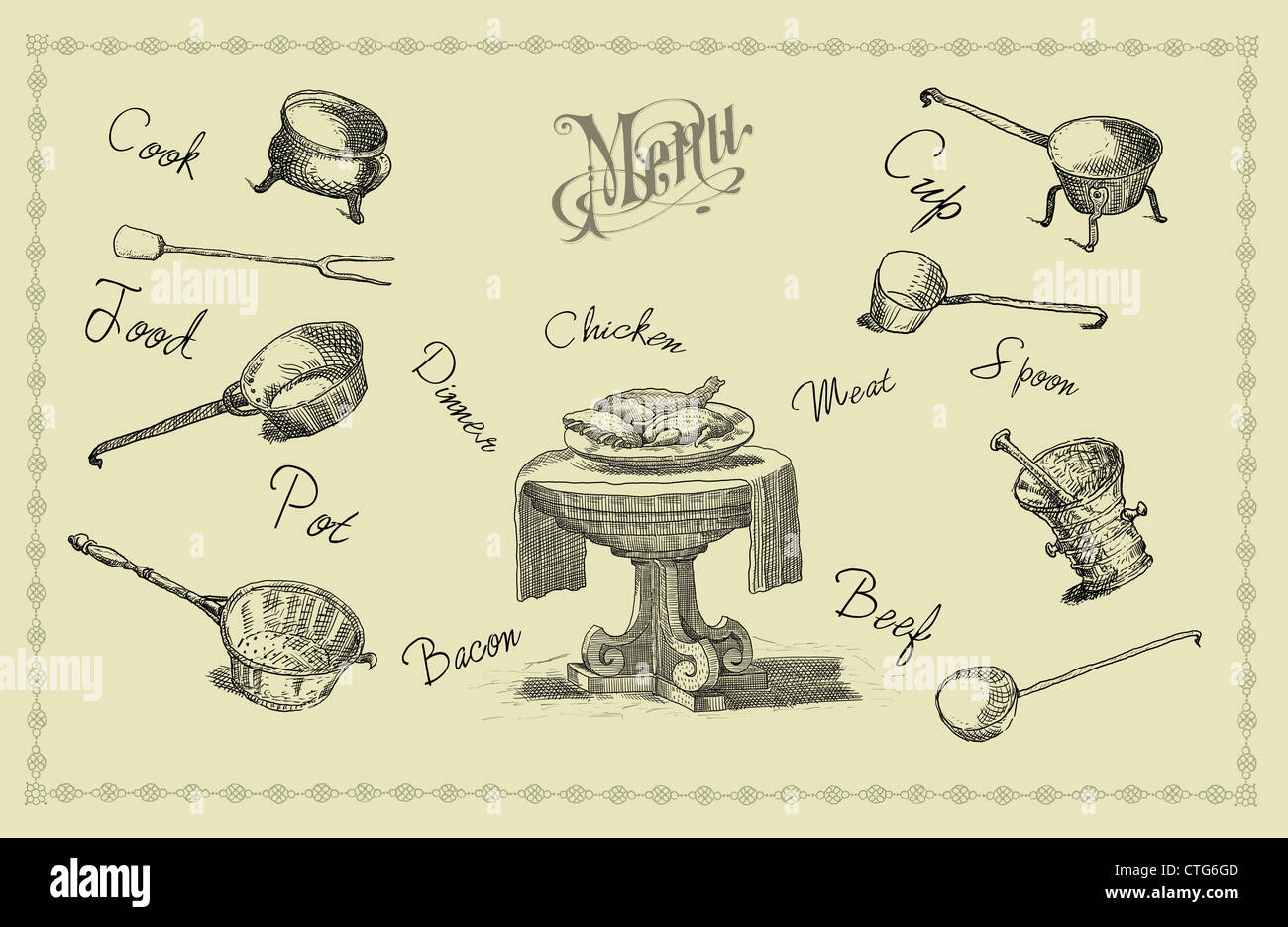 Cooking tools illustration hi-res stock photography and images - Alamy