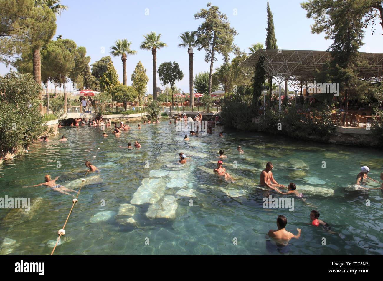 Hot springs swimming pool at Pamukkale, Turkey Stock Photo - Alamy