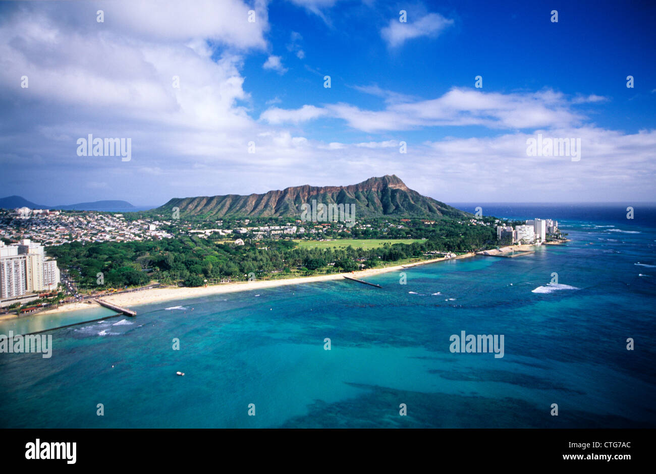 HONOLULU OAHU HAWAII WAIKIKI BEACH DIAMOND HEAD Stock Photo - Alamy