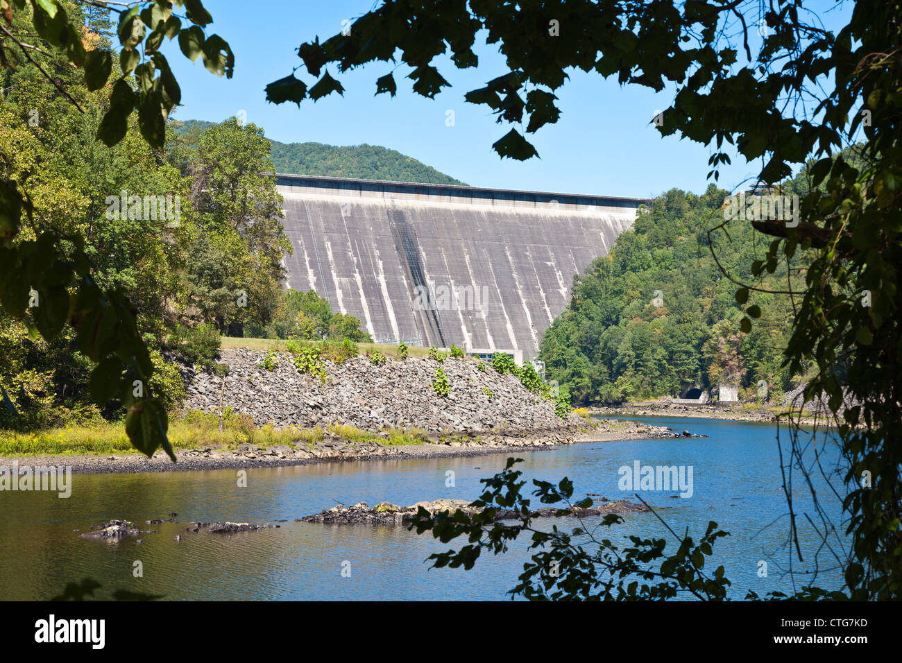 Fontana Dam on the Little Tennessee River produces hydroelectric power ...