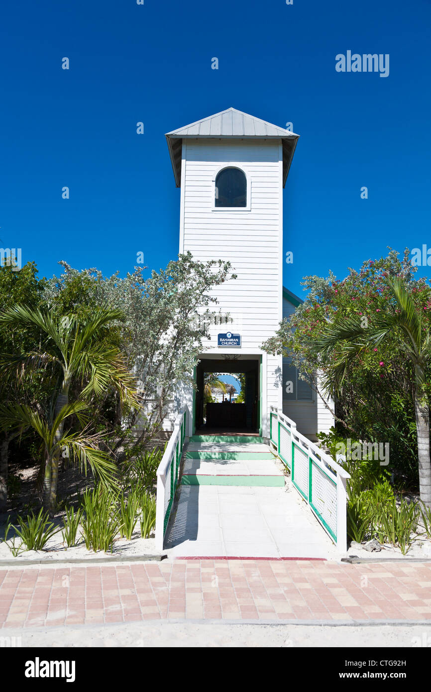 White Bahamian church at Half Moon Cay, Bahamas Stock Photo - Alamy