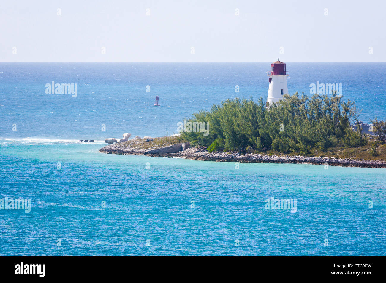 Nassau Harbor Lighthouse on Paradise Island in Nassau, Bahamas Stock ...