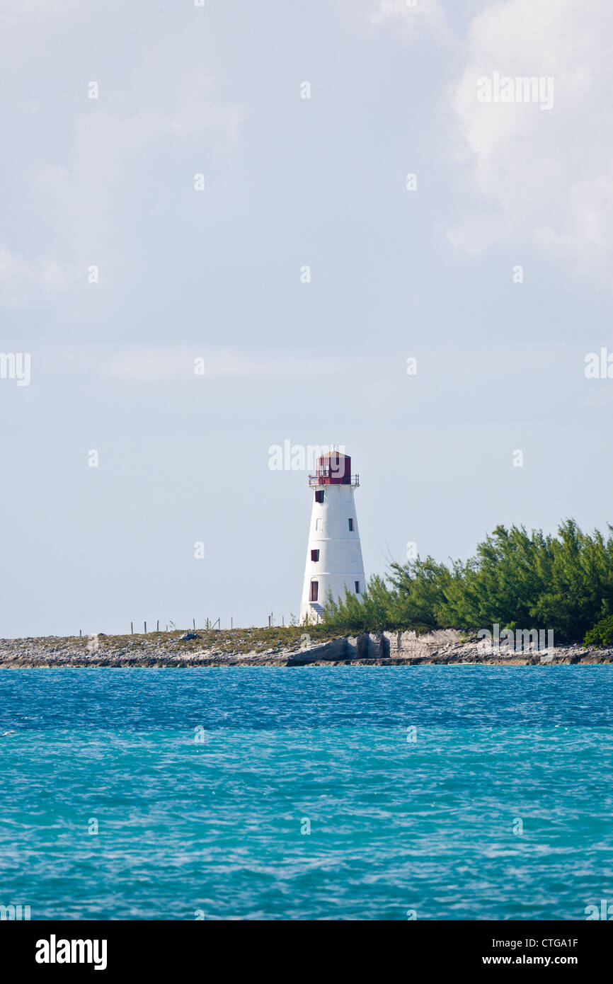 Nassau Harbor Lighthouse on Paradise Island in Nassau, Bahamas Stock ...