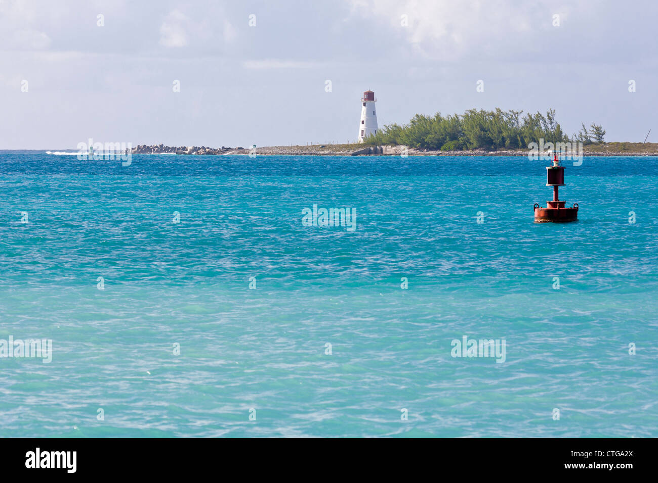 Nassau Harbor Lighthouse on Paradise Island in Nassau, Bahamas Stock ...