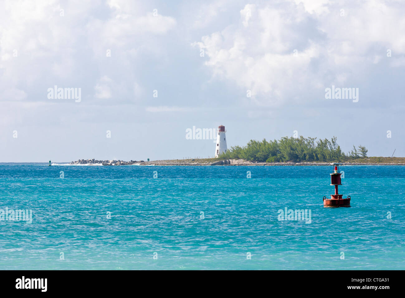 Nassau Harbor Lighthouse on Paradise Island in Nassau, Bahamas Stock ...