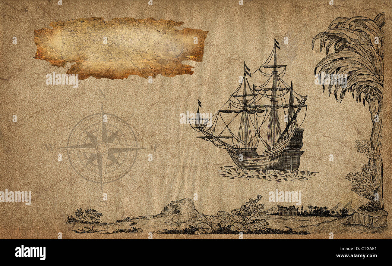 Pirate map icons Stock Photo - Alamy