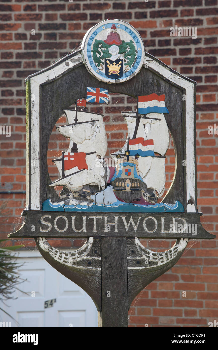 Southwold Suffolk village sign Stock Photo - Alamy