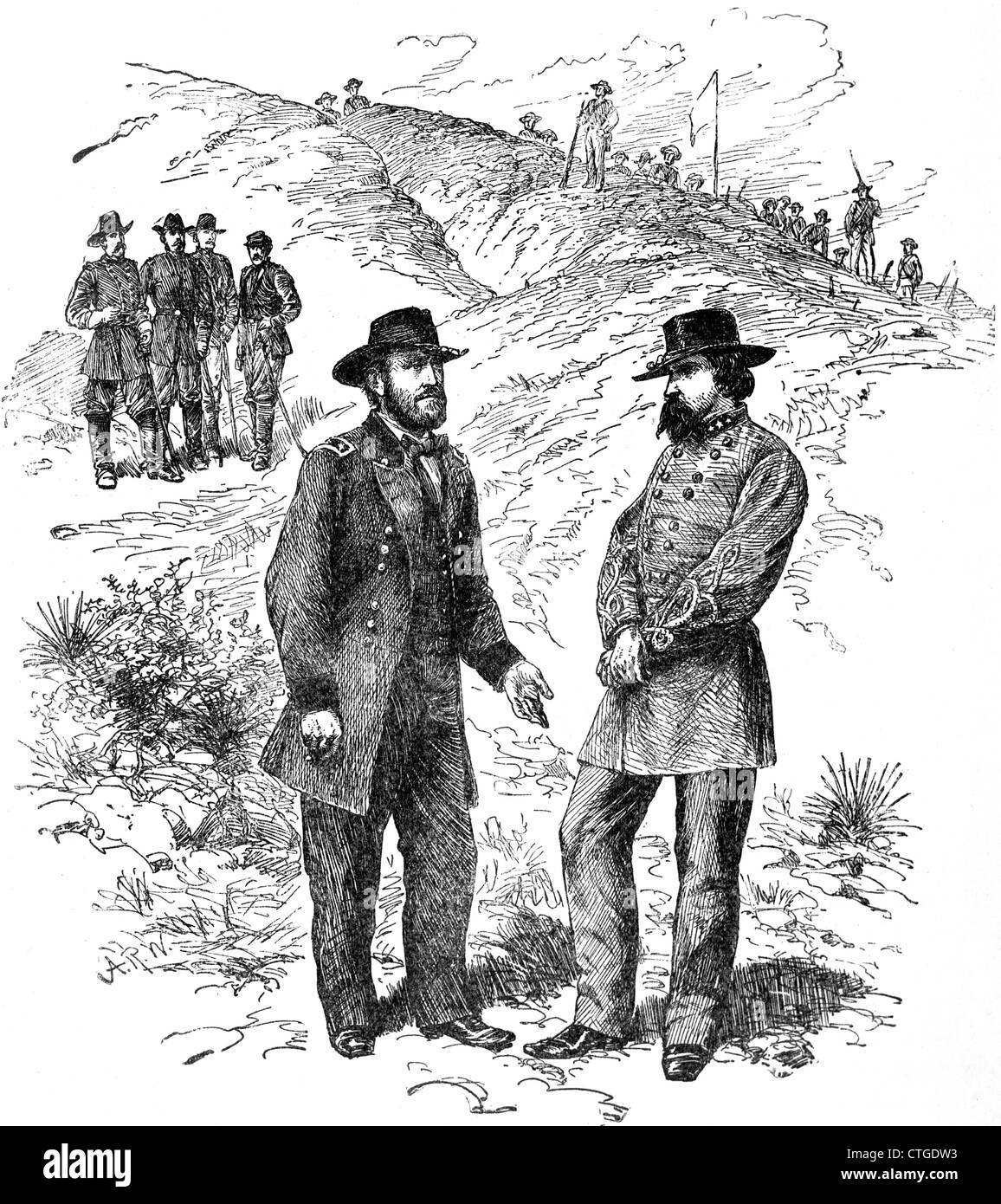 1860s JULY 3 1863 GENERAL ULYSSES GRANT MEETING GENERAL JOHN PEMBERTON ...