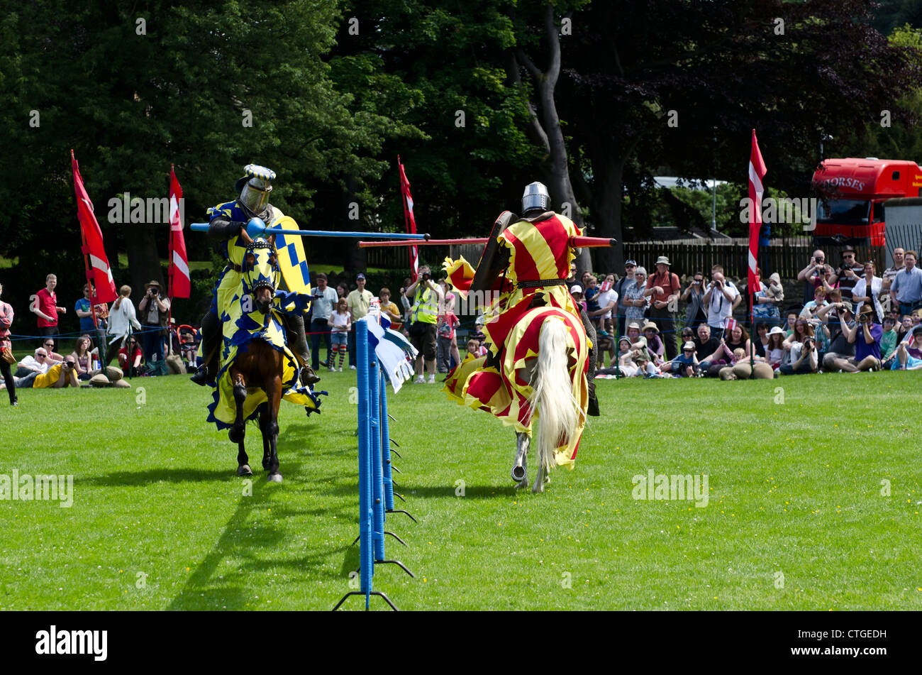 Part of a medieval jousting display by the Knights of Old England in ...