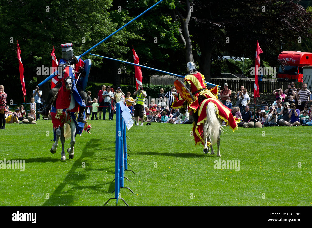 Part of a medieval jousting display by the Knights of Old England in ...