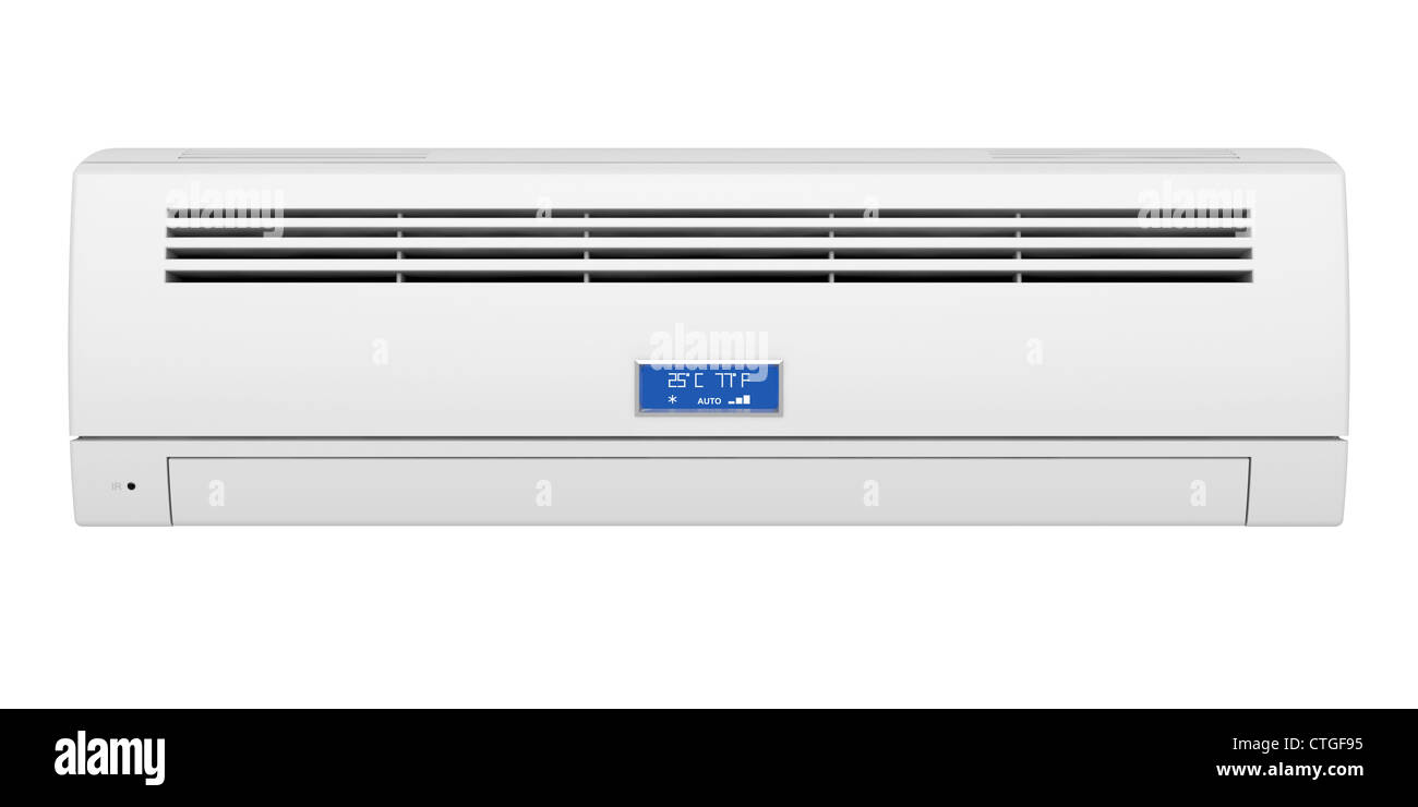 Air conditioner isolated on white background, front view Stock Photo ...