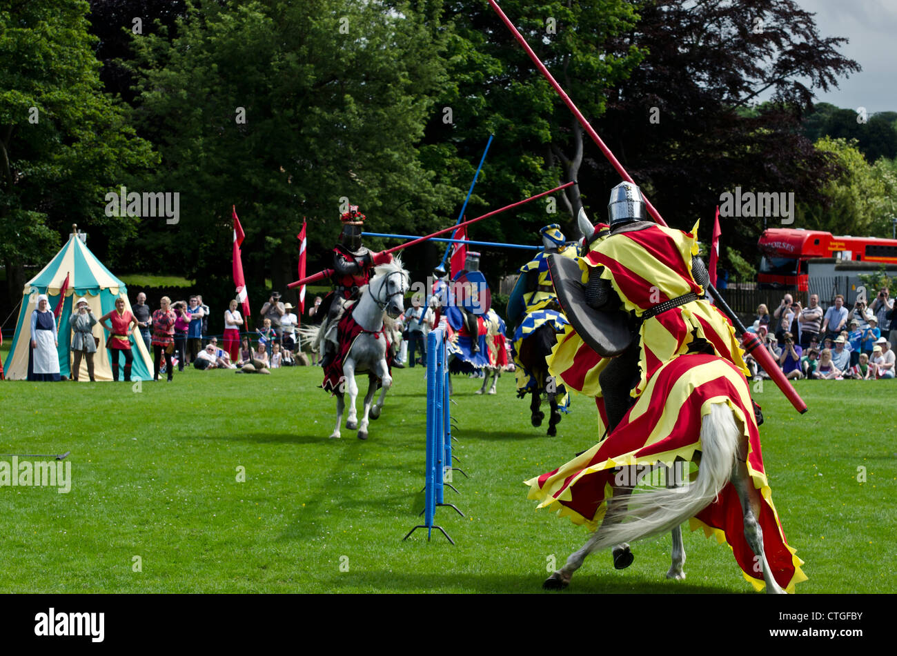 Part of a medieval jousting display by the Knights of Old England in ...