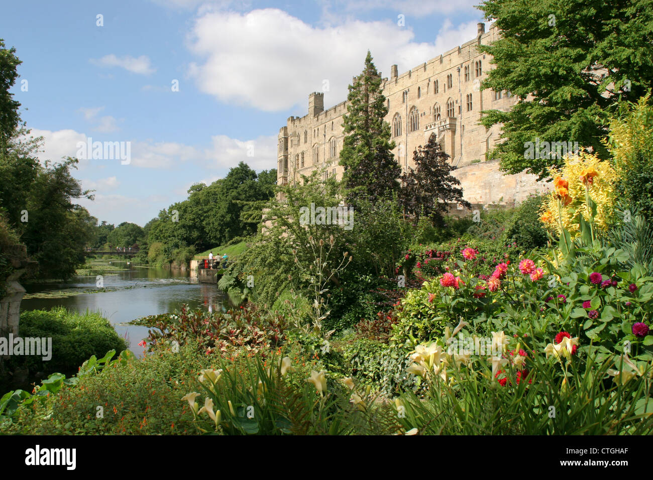 Warwick Castle and river Avon from Mill Cottage Garden Warwick ...